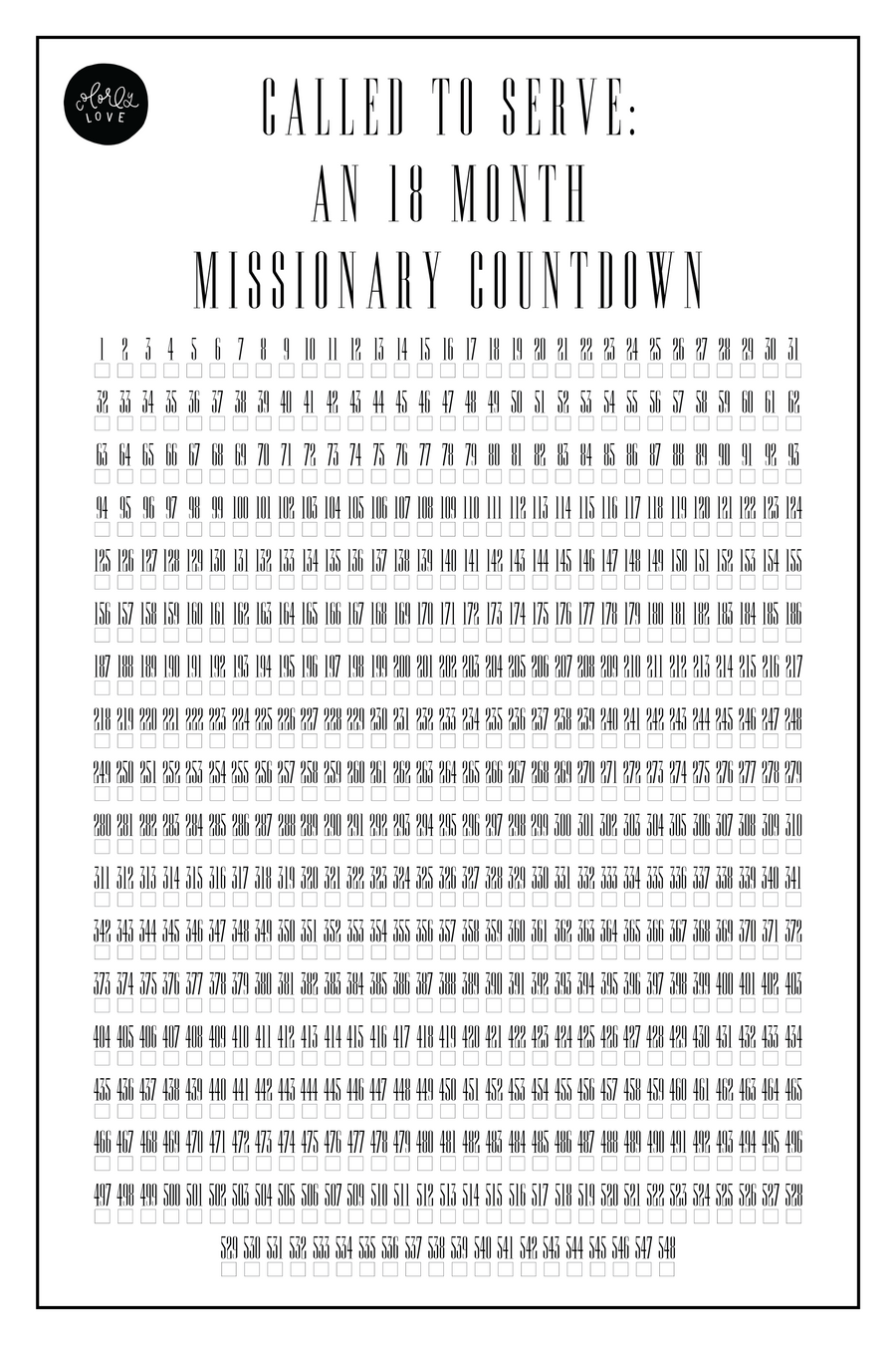 Missionary Countdown Chart – Colorly Love